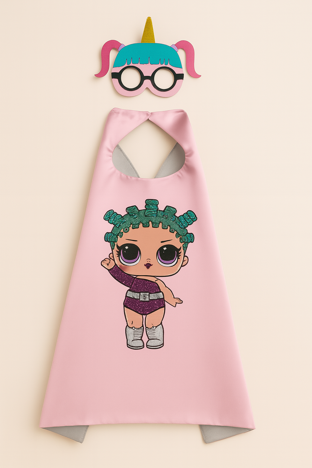 LOL Doll Cape and Mask for Girls – Pink Superhero Costume – Kids ...